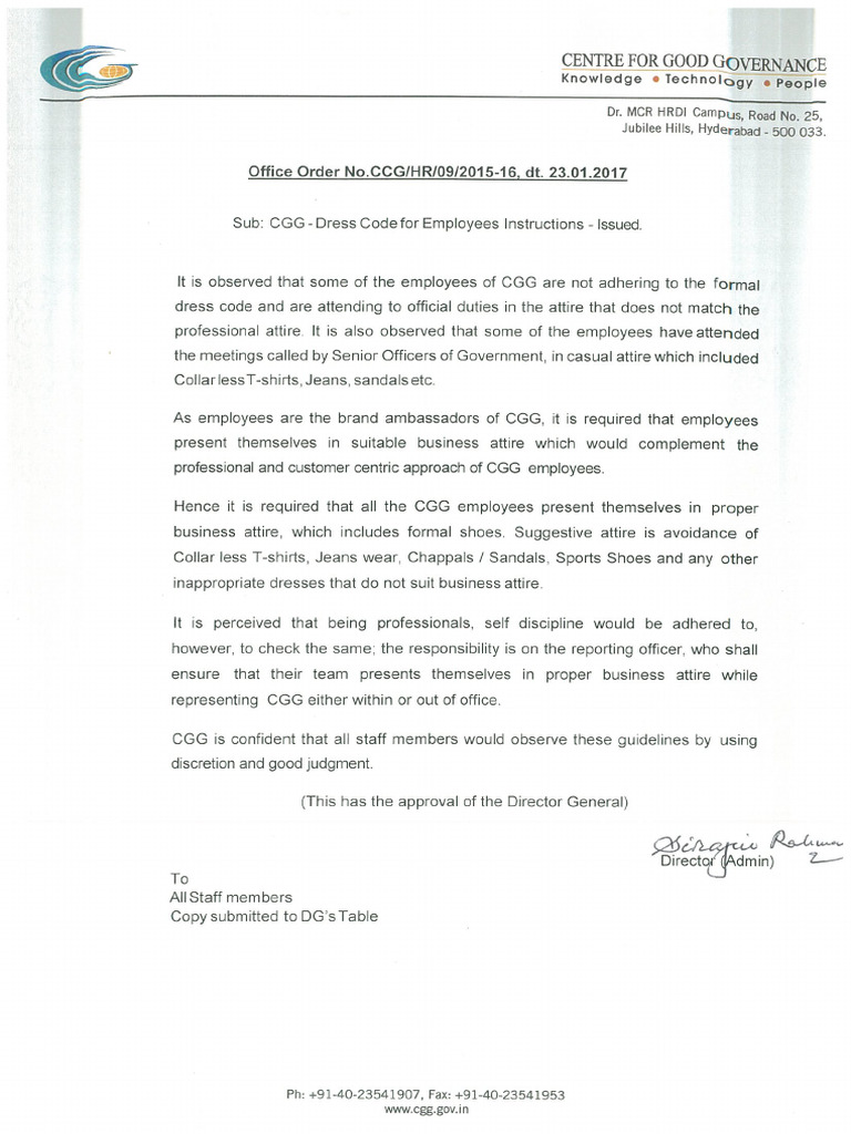 Dress Code -Instructions | PDF