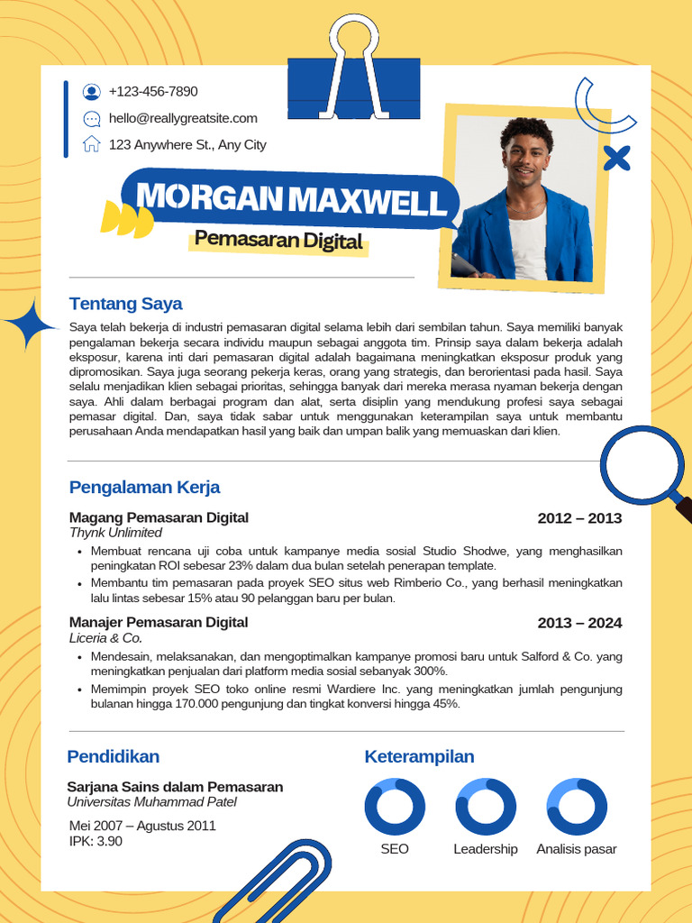Kuning Biru Simpel Daftar Riwayat Hidup ATS Resume | PDF