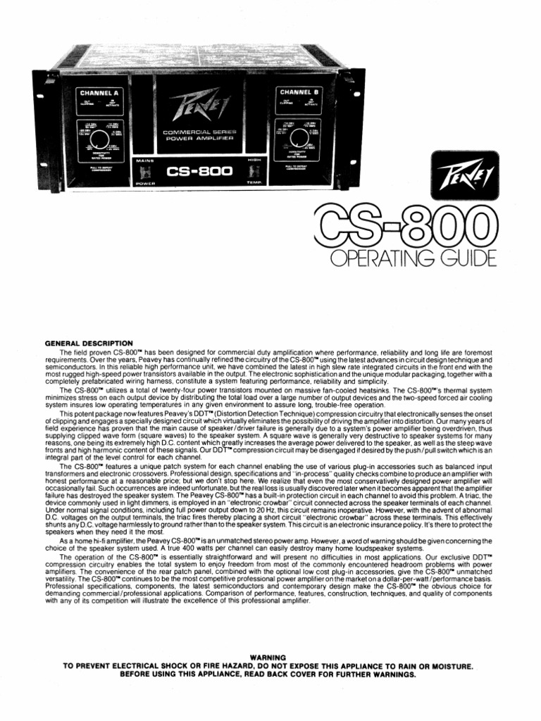 Hfe Peavey Cs-800 Operating Guide en | PDF