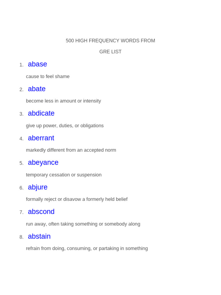 500 High Frequency Words | PDF