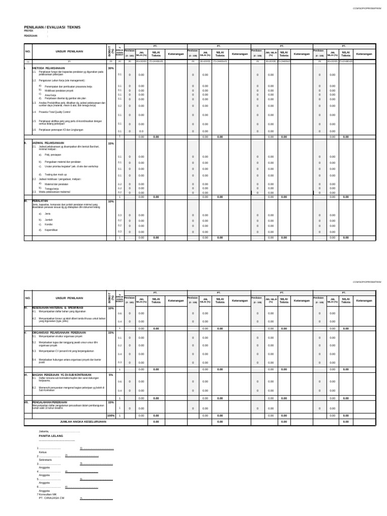 4. Form Evaluasi Tender | PDF