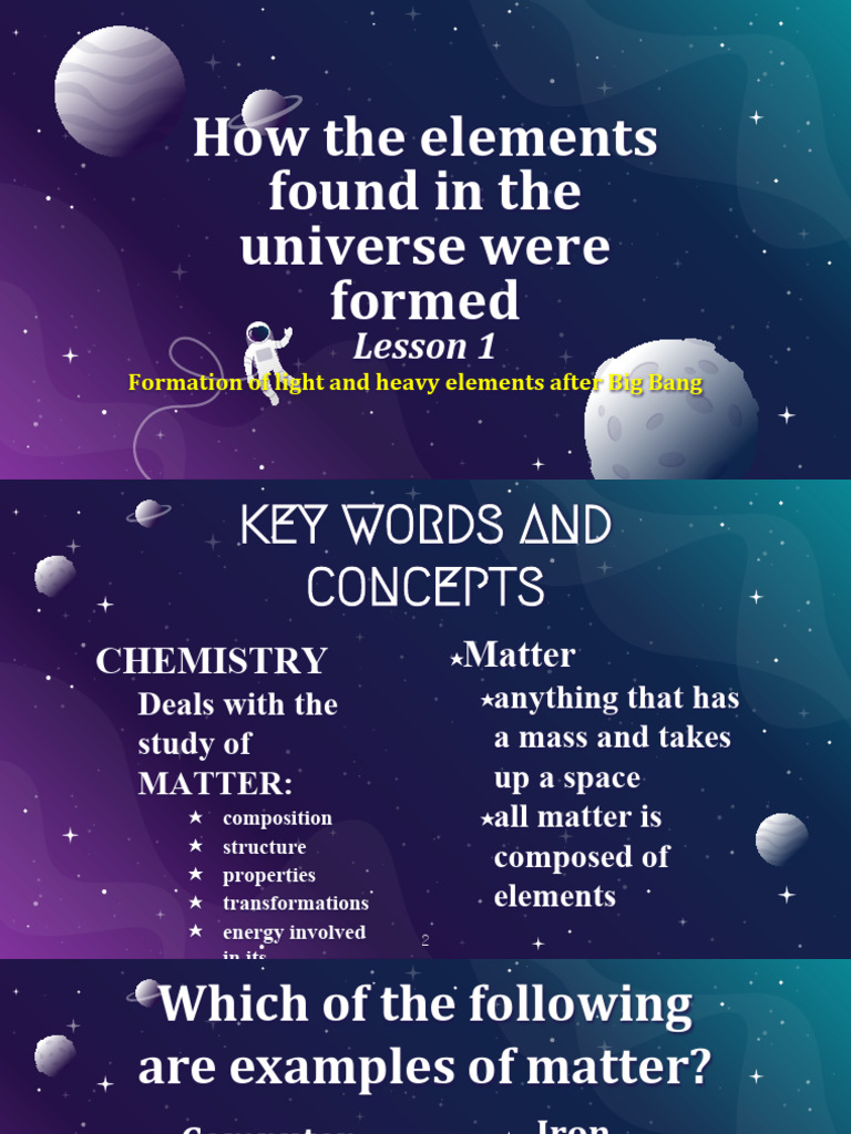 Lesson 1 Formation of Elements | PDF