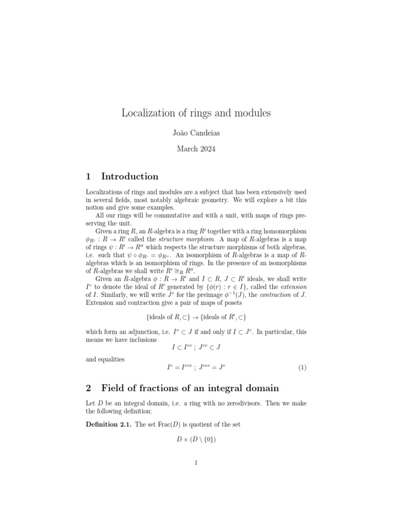 Localization of Rings and Modules | PDF