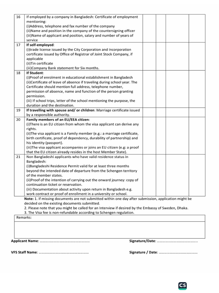 Sweden Application Form | PDF