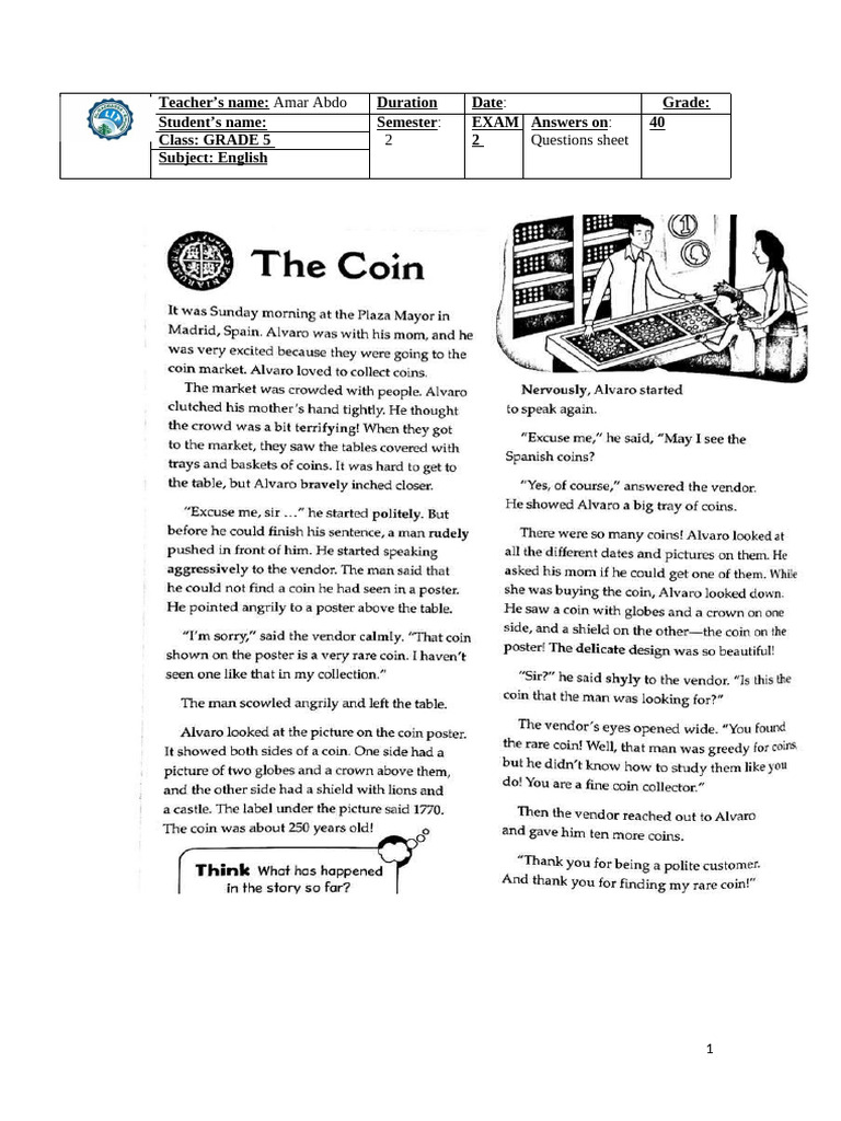 GR5 - English Exam 2 (1 Student) | PDF