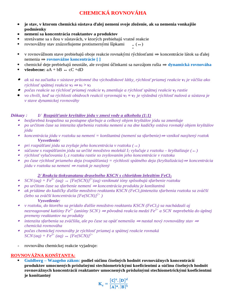 CHEMICKÃ ROVNOVÃ HA Upravenã¡ | PDF