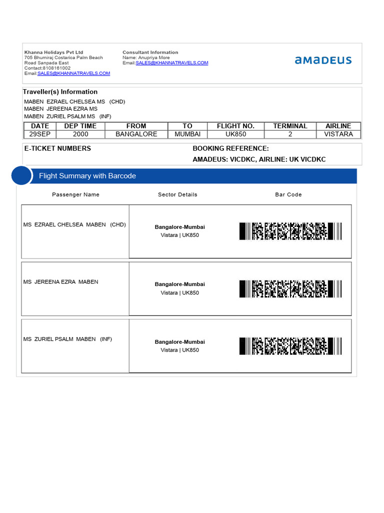 Maben Jereena Ezra x3 Pax Blr-Bom | PDF