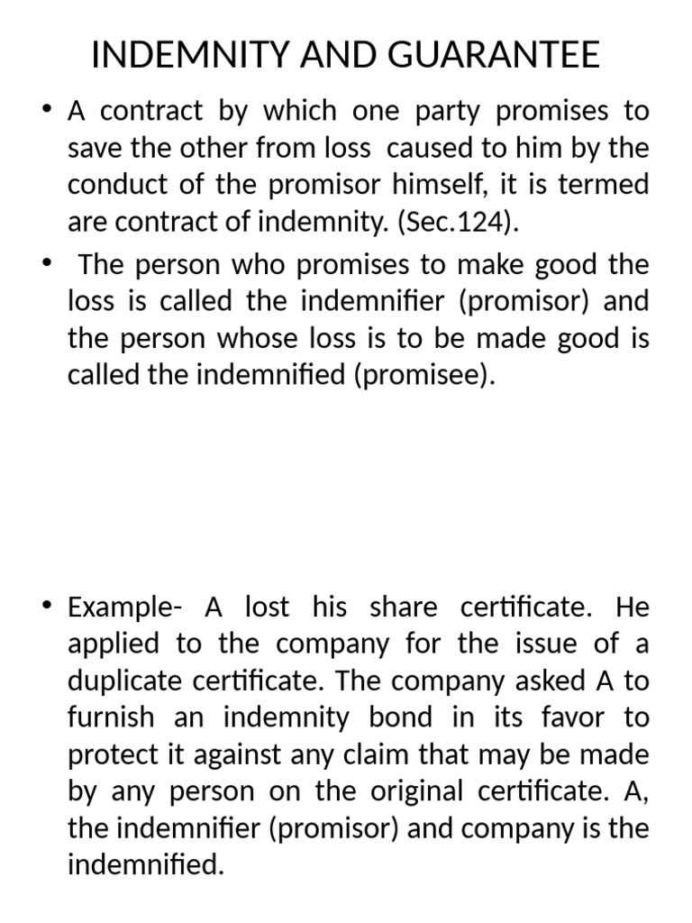 Indemnity and Guarantee | PDF