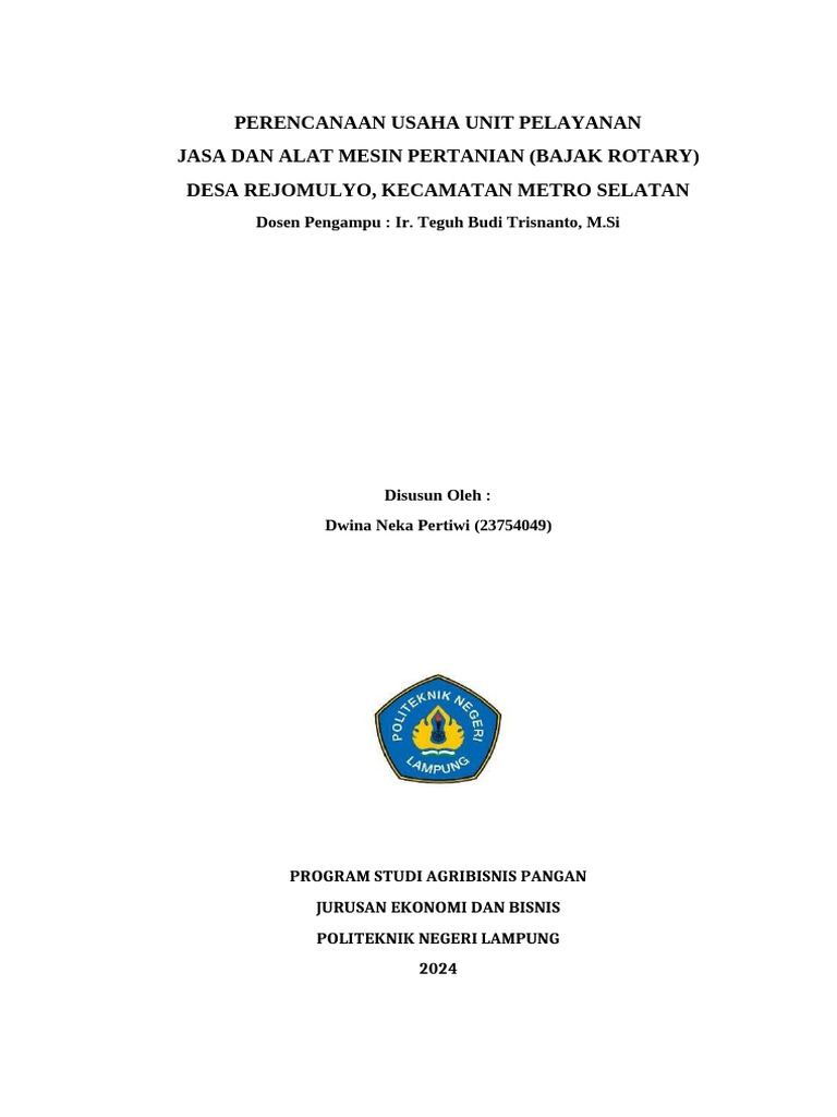 Laporan Upja Alsintan | PDF