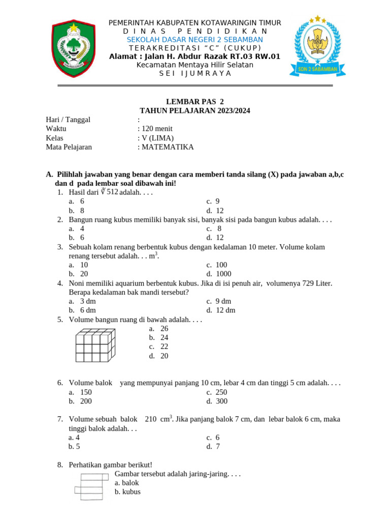 Soal Matematika Kelas 5 | PDF