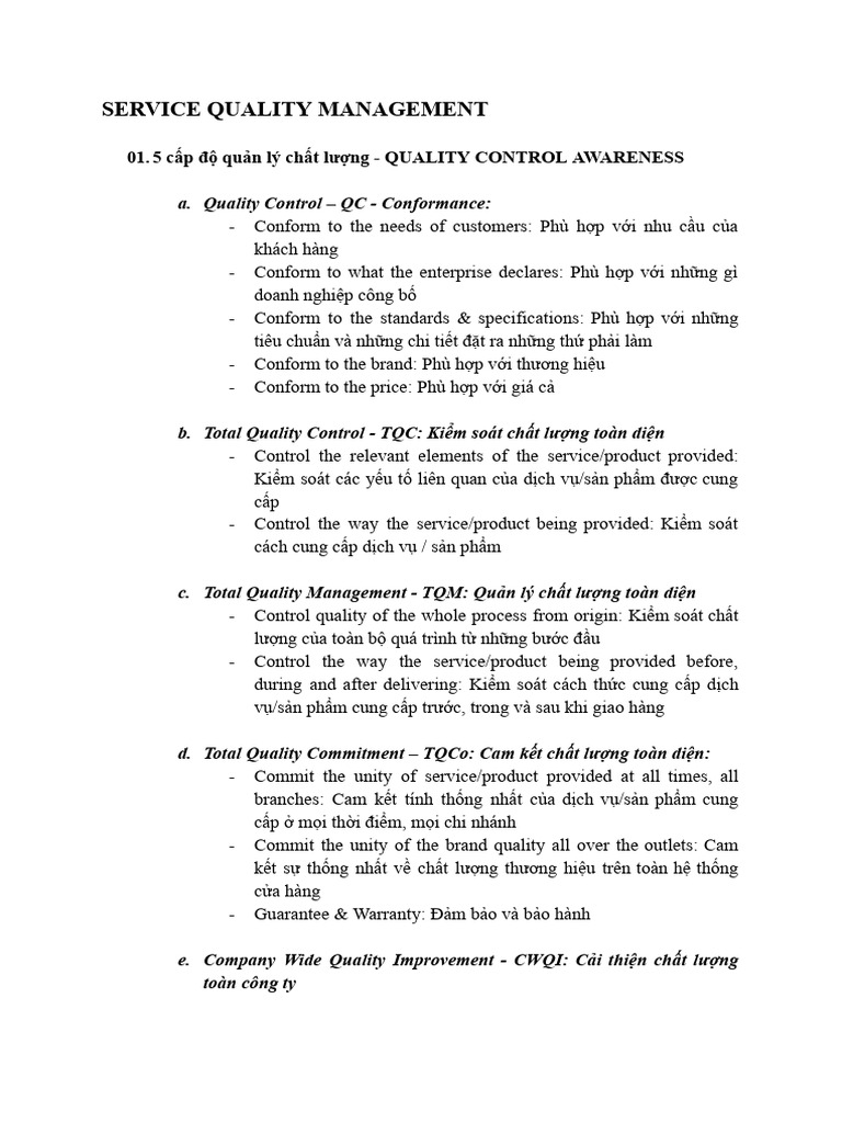 SERVICE QUALITY MANAGEMENT | PDF