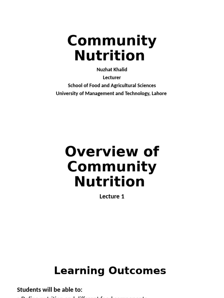 Lecture 1-Overview of Community Nutrition | PDF
