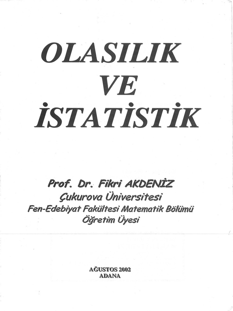 Fikri Akdeniz - Olasılık Ve Istatistik | PDF