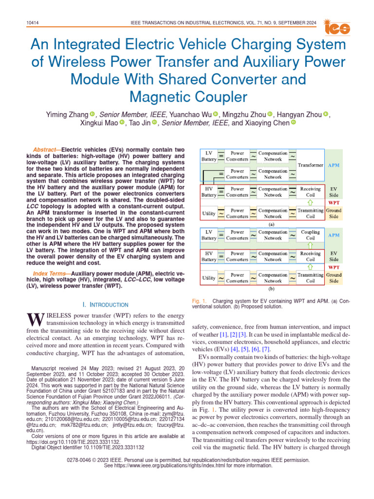 An Integrated Electric Vehicle Charging System of Wireless Power ...