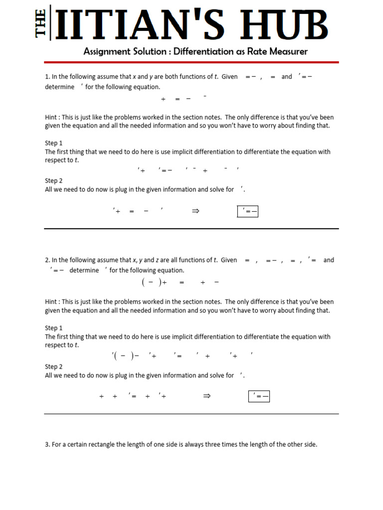 Solution - Assignment 5 - Differentiation As A Rate Measure | PDF