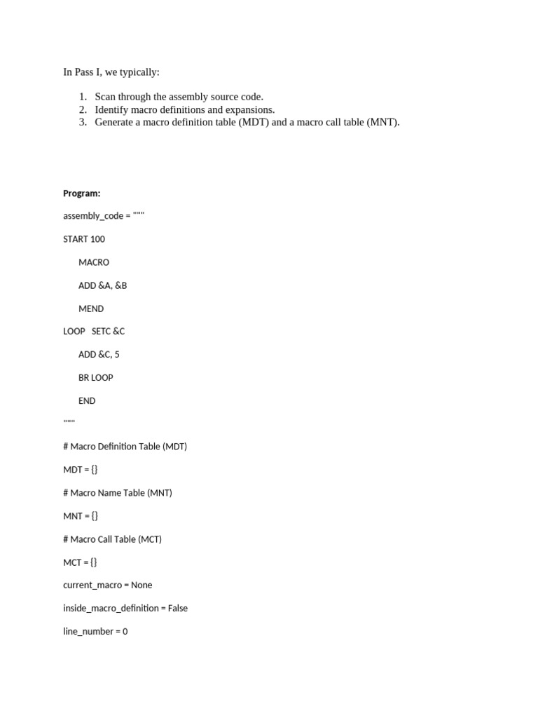 PASS I-II of Macro Processor | PDF