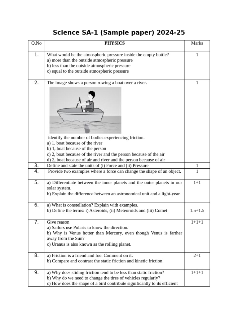 Grade-8 - Science SA1 Sample Paper With Bulb | PDF