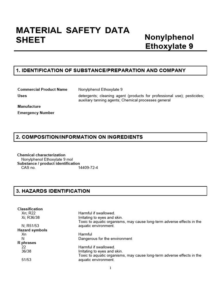Npe 9 MSDS | PDF