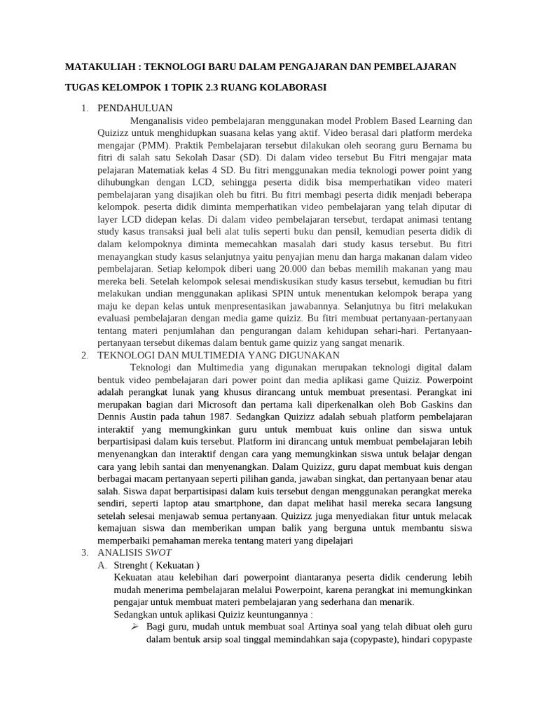 TUGAS TOPIK 2.3 RUANG KOLABORASI_KELOMPOK 1 | PDF