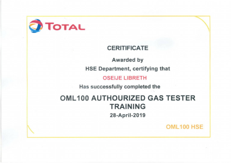 Gas Test Cert | PDF