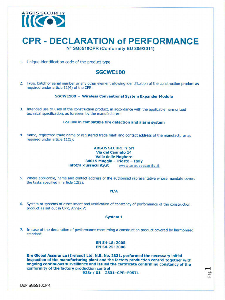 Contera Incendio Sistemas-Via-Radio Argus Fgar-00003 FGAR-00003 ...