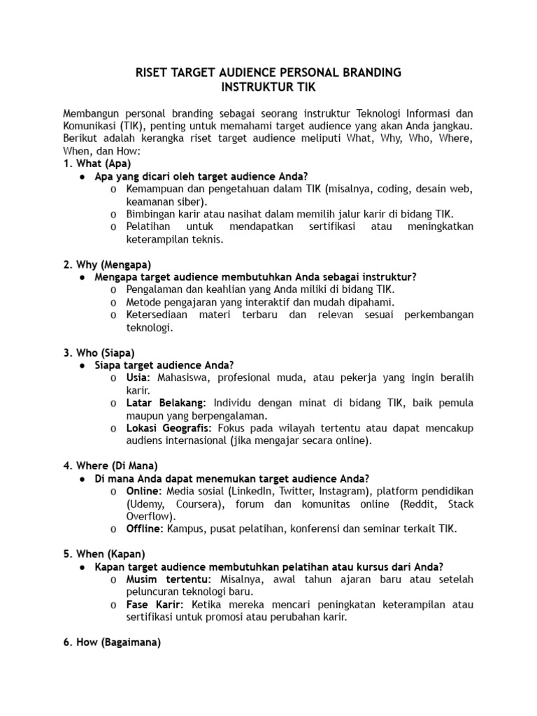 01 Riset Target Audience | PDF