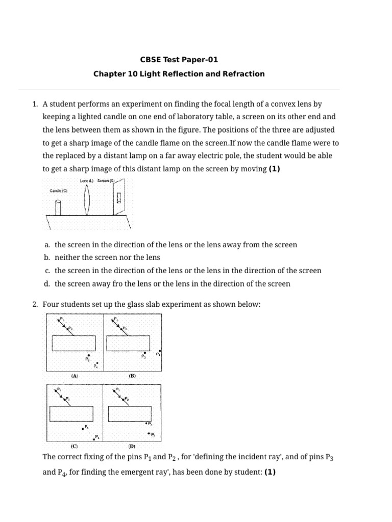 QP Light Reflection and Refraction | PDF | Glass Engineering And ...