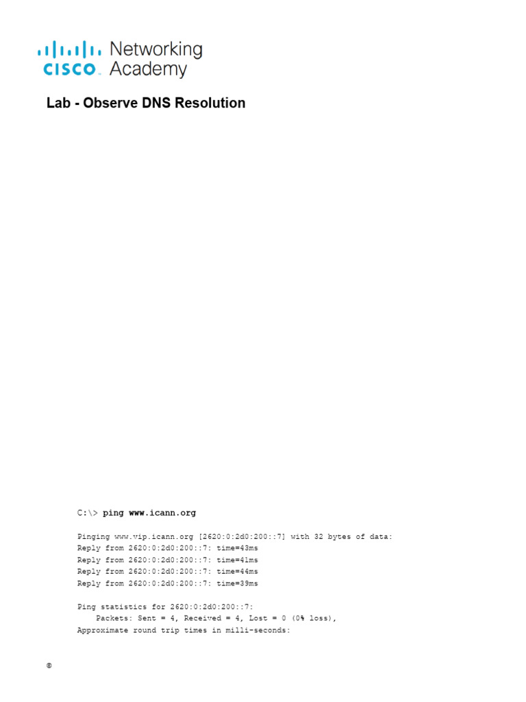 15.4.8 Lab - Observe Dns Resolution | PDF