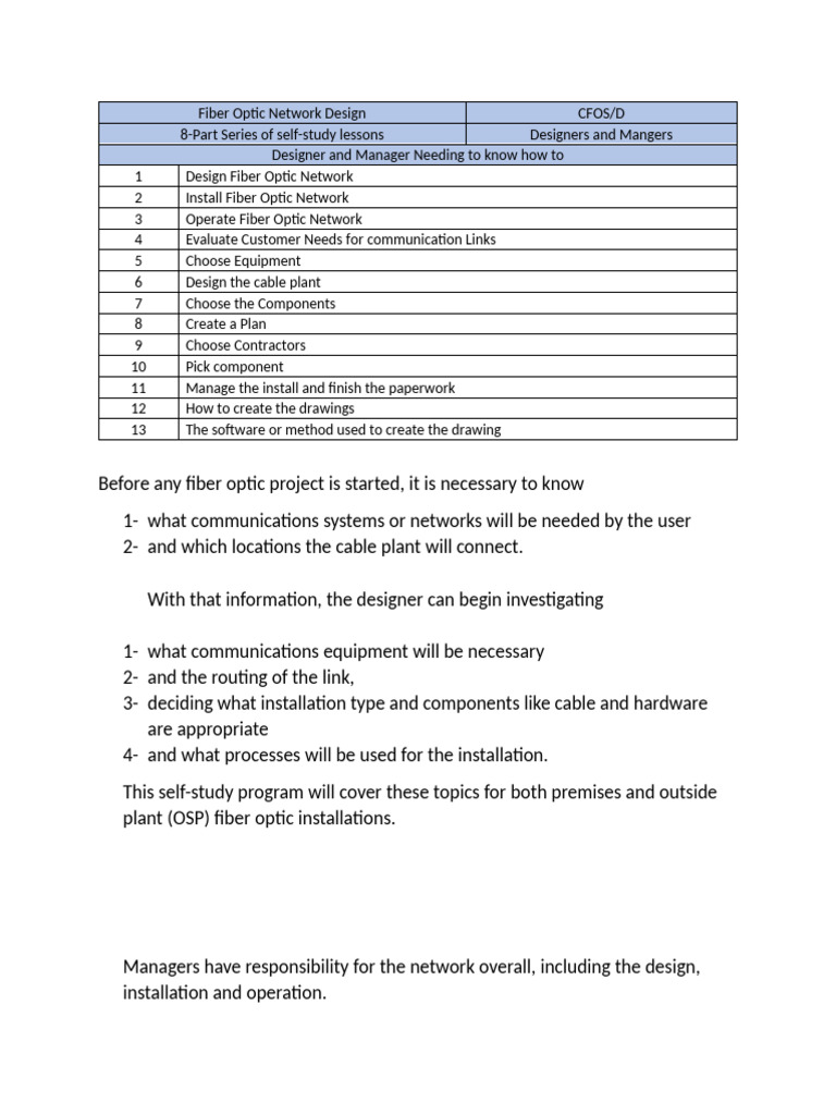 Fiber Optic Network Design | PDF