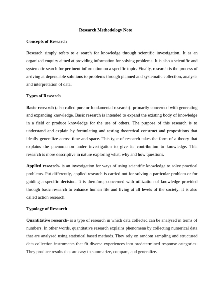 Research Methodology Note | PDF