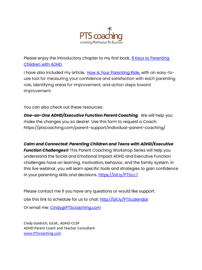 Intro To 8 Keys To Parenting Children With ADHD PLUS Parenting Wheel | PDF