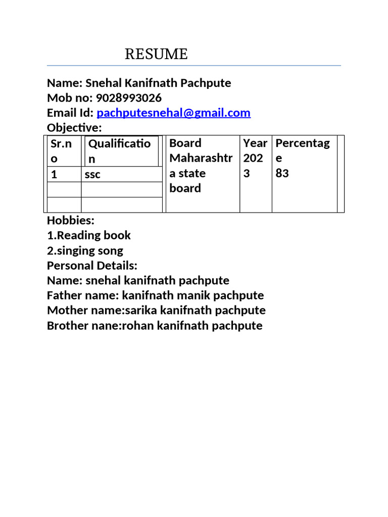 Snehal Pachpute, Resume | PDF