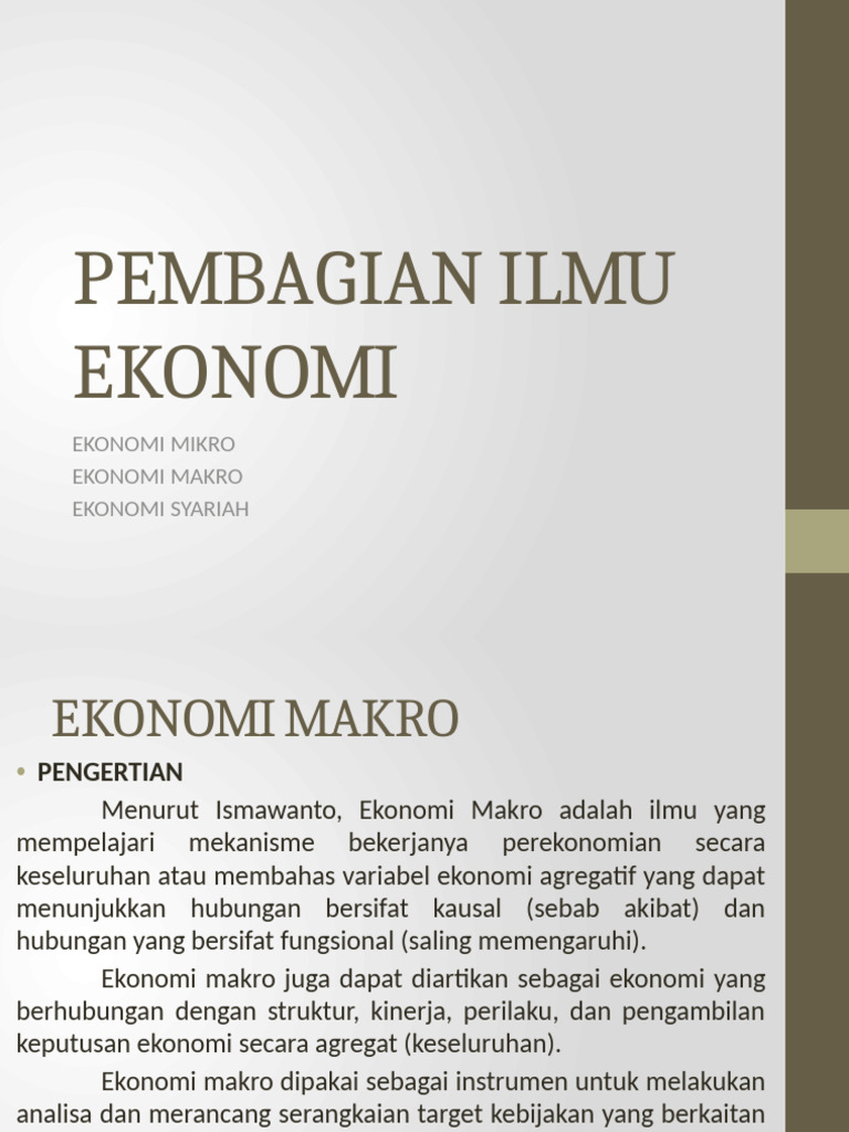 Pembagian Ilmu Ekonomi | PDF