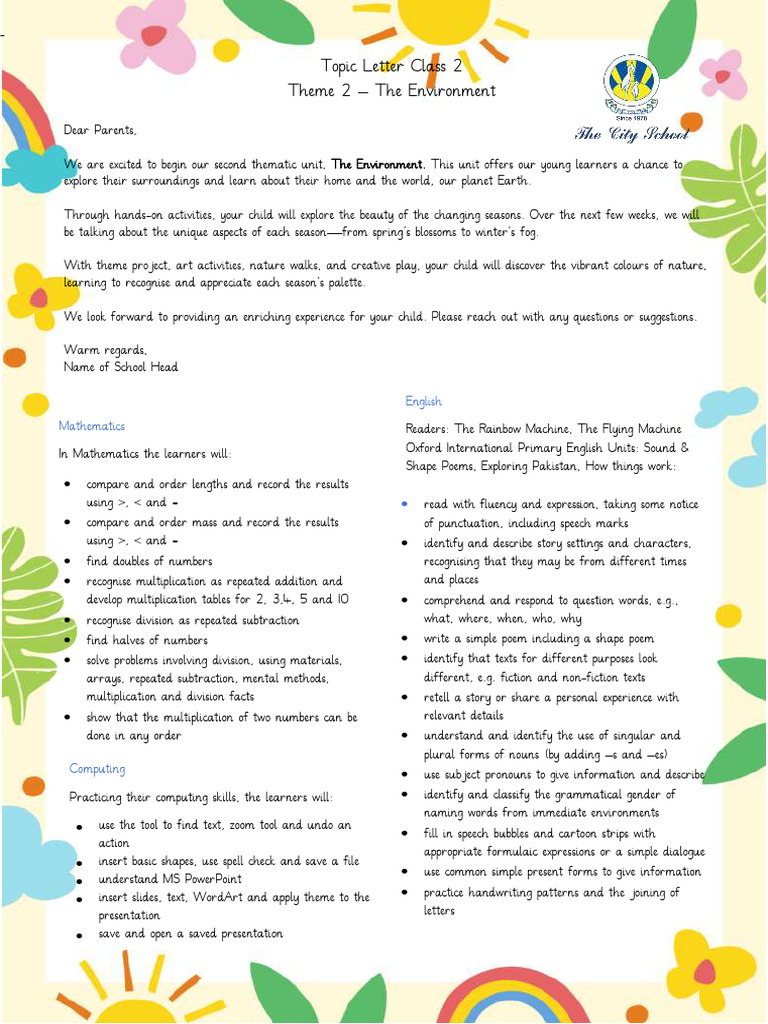 Topic Letters Class 2 | PDF