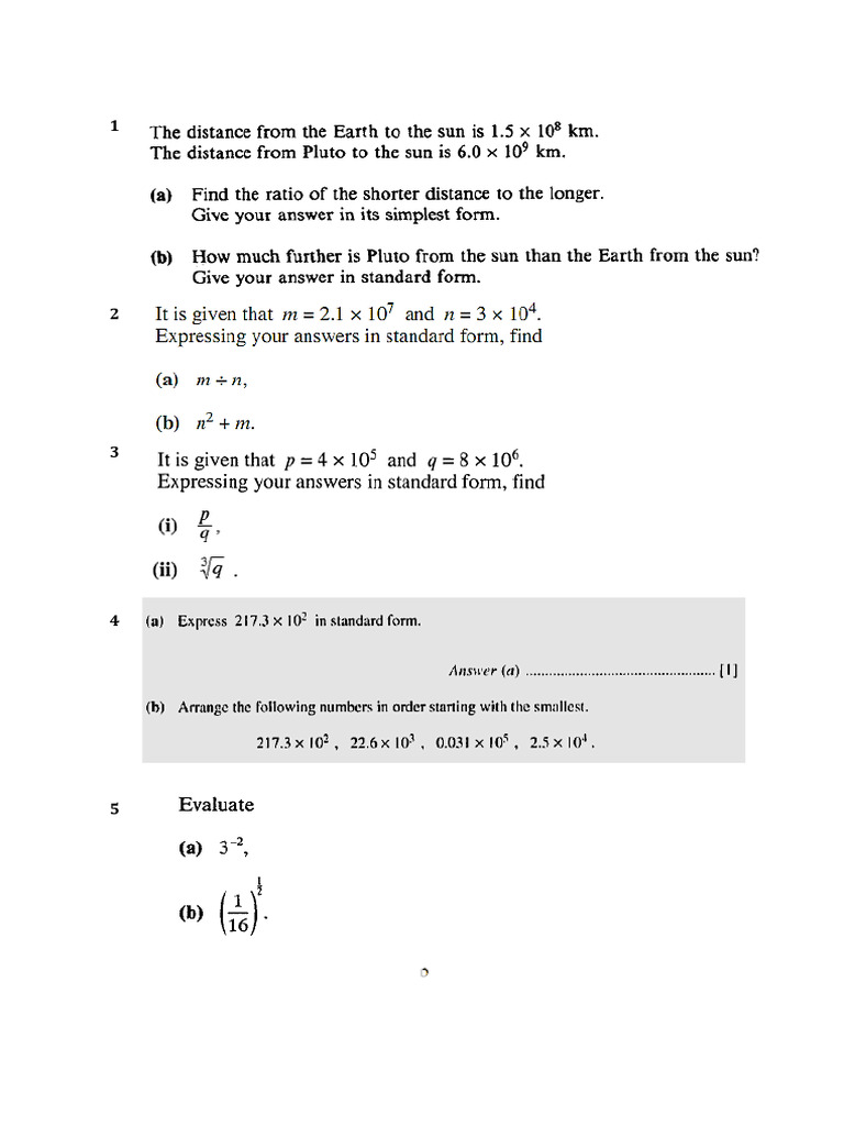 Indices and Standard Form | PDF
