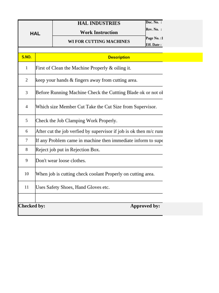 Work Instruction | PDF