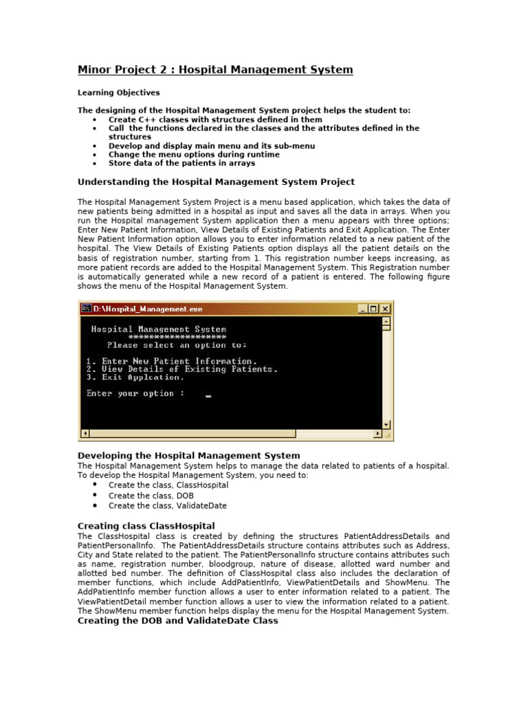 Hospital Management System Project | PDF | Method (Computer Programming ...