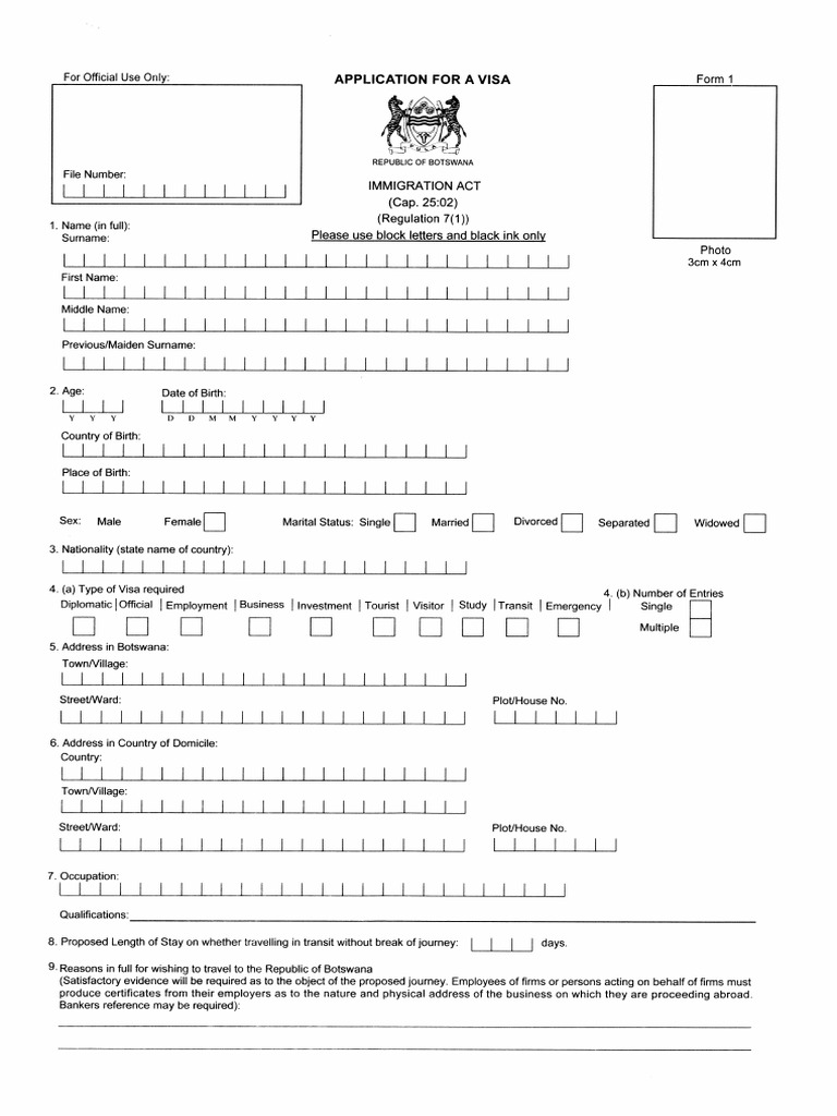 Botswana-VISA-APPLICATION-FORM (1) | PDF