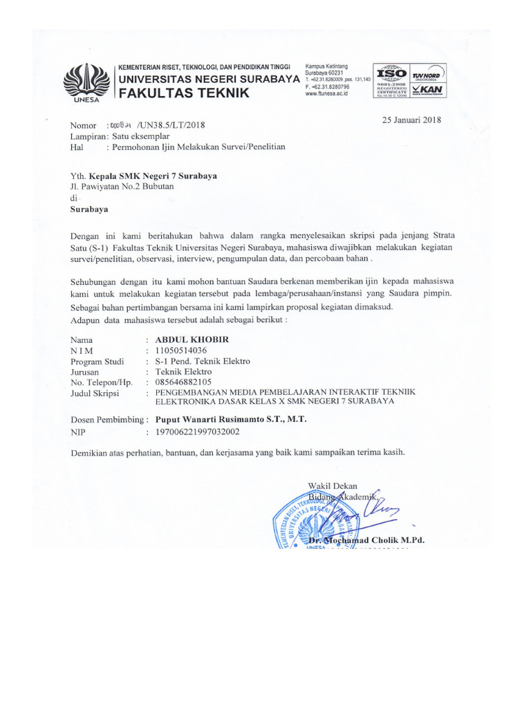 Lembar Surat Penelitian | PDF