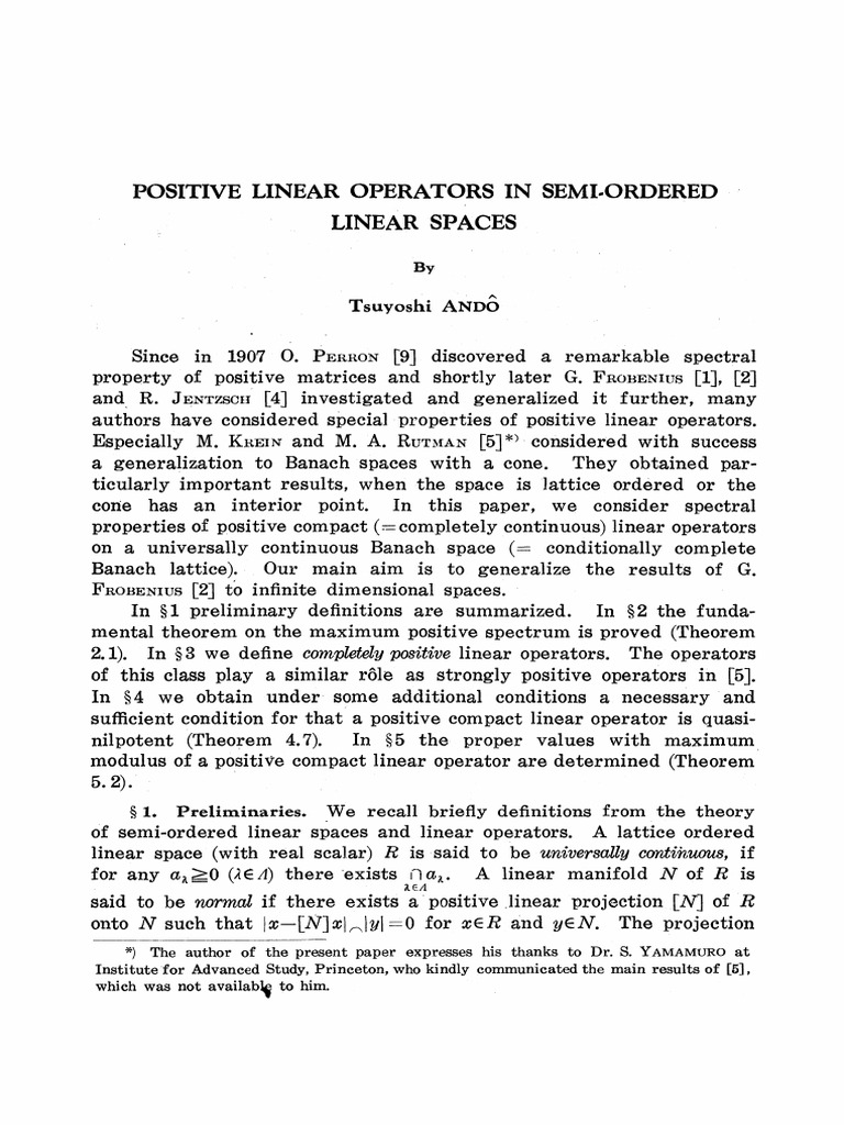 Positive Linear Semi - Ordered | PDF