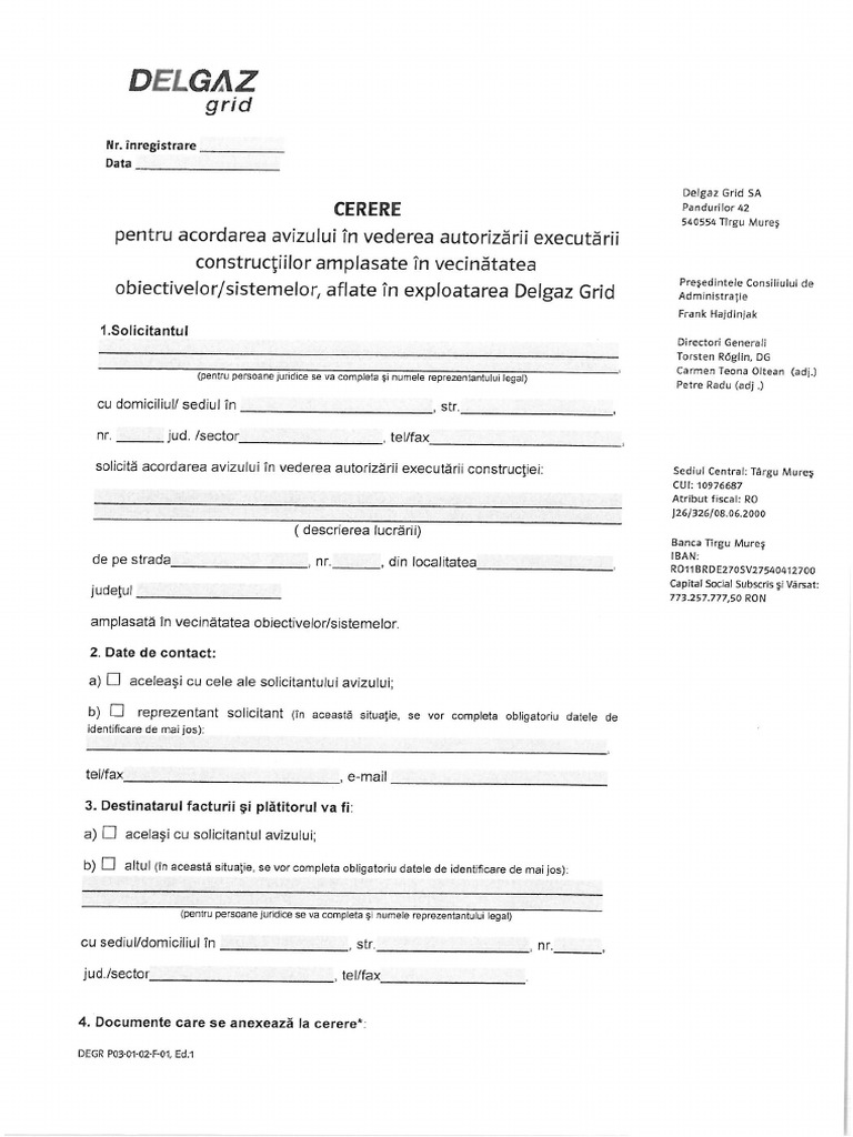 Cerere noua aviz gaz | PDF