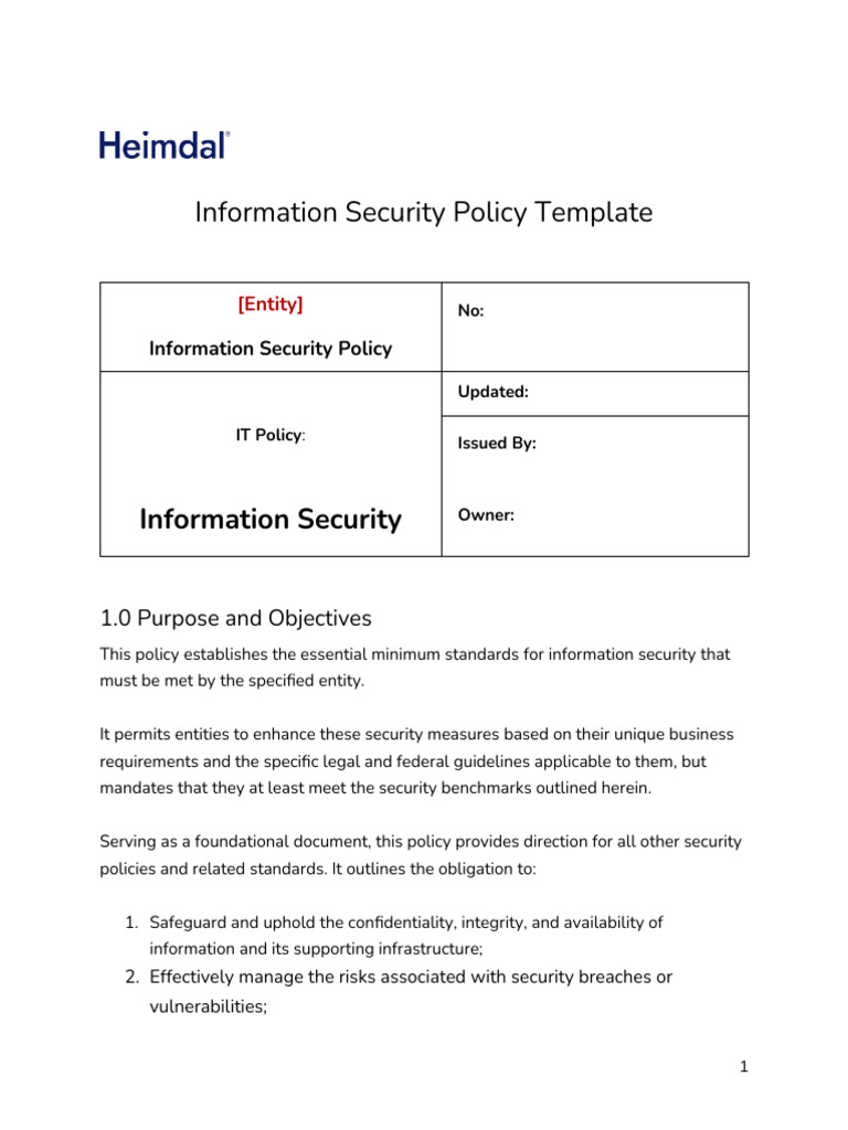Information Security Policy Template | PDF | Information Security ...