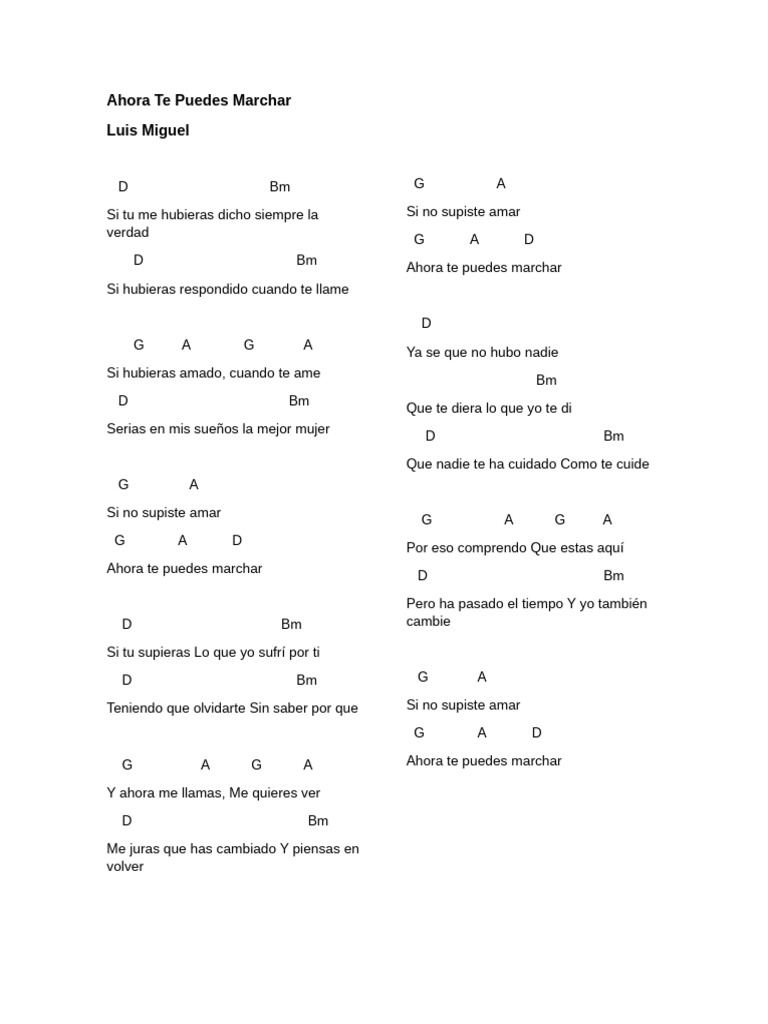 Ahora Te Puedes Marchar - Acordes | PDF