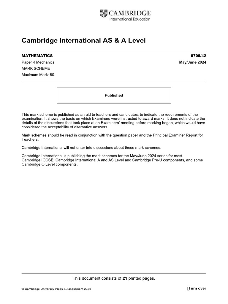 Cambridge International AS & A Level: Mathematics 9709/42 | PDF