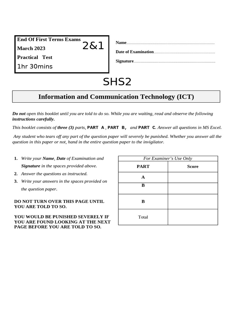 First Term SHS1 ICT Exams 2023 | PDF