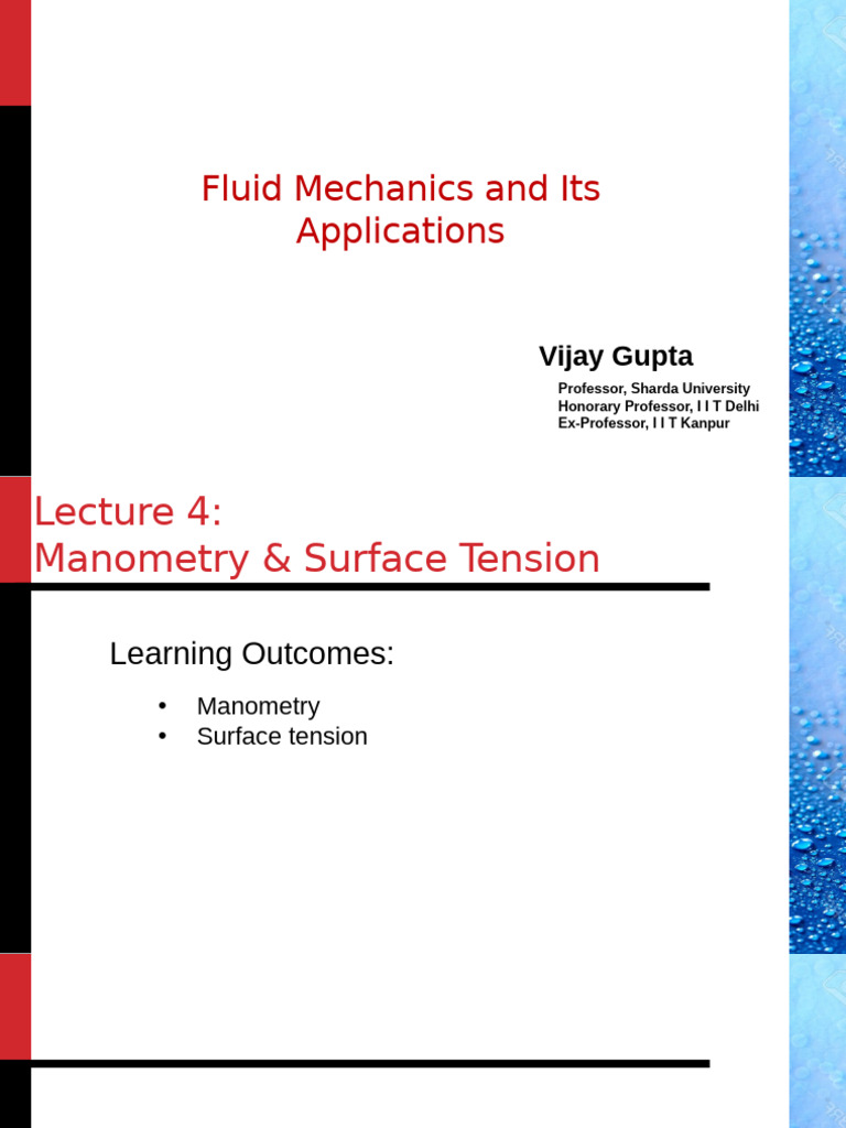 Fluid Statics - Manometry and Surface Tension | PDF | Pressure ...