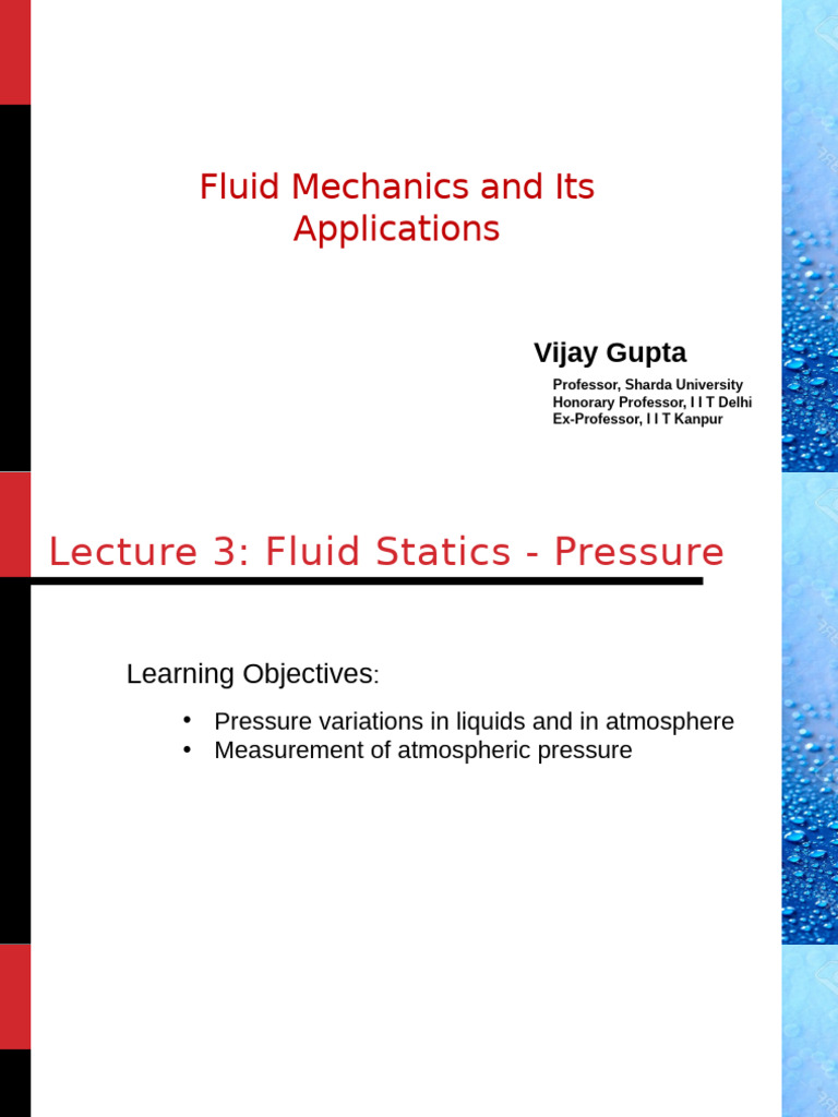 3. Fluid Statics - Pressure | PDF