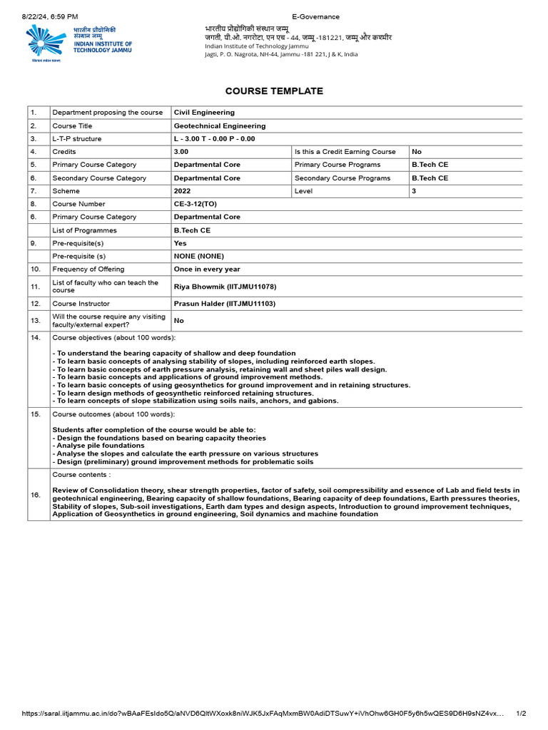 Course Template | PDF