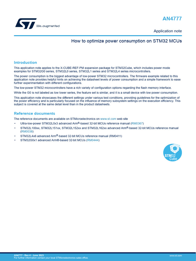An4777 How To Optimize Power Consumption On Stm32 Mcus Stmicroelectronics Pdf 