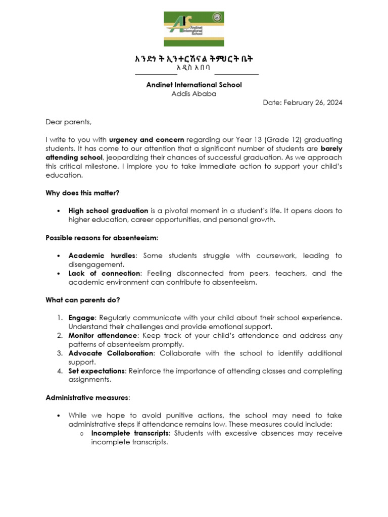 Notice To Parents Grade 12 | PDF | Behavioural Sciences | Social Science